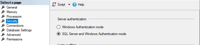 Change server authentication to a Mixed mode – DataSteve