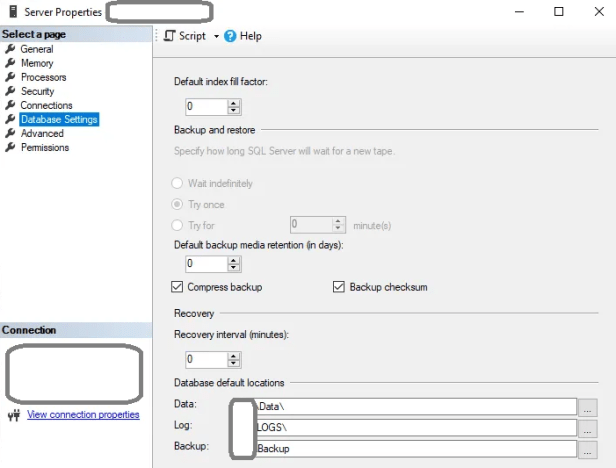 Change server default database file location – DataSteve